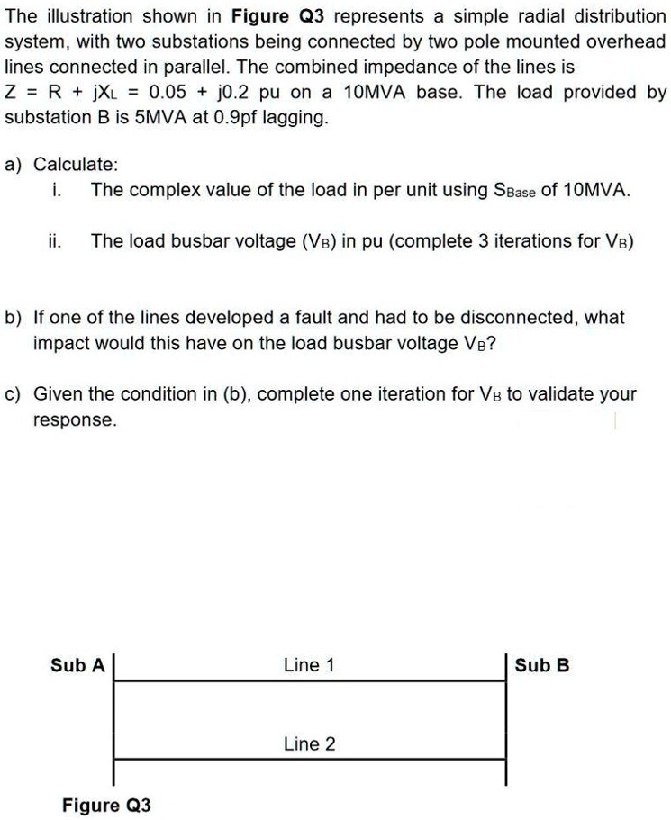 The illustration shown in Figure Q3 represents a simple radial ...