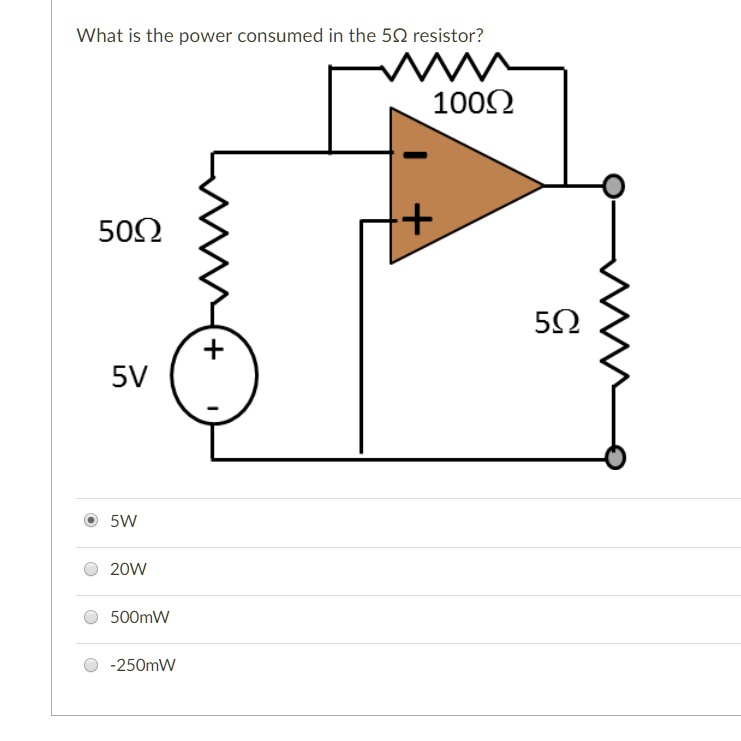 SOLVED: What is the power consumed in the 5Ω resistor? What is the power consumed in the 5 ...