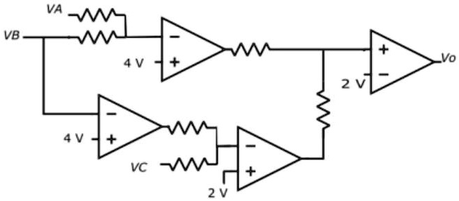 SOLVED: The saturation voltages of the comparators are +5 V and 0 V. The input voltages VA, VB ...