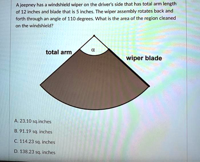 SOLVED: Ajeepney has a windshield wiper on the driver's side that has ...