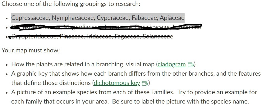 Choose one of the following groupings to research: • Cupressaceae ...