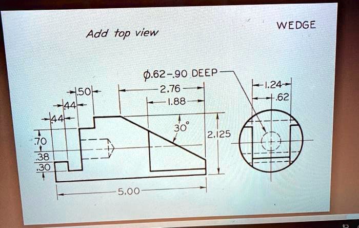 draw isometric and top view with dimensions in autocad wedge add top ...