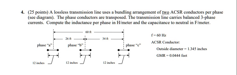 4. (25 points) A lossless transmission line uses a bundling arrangement ...