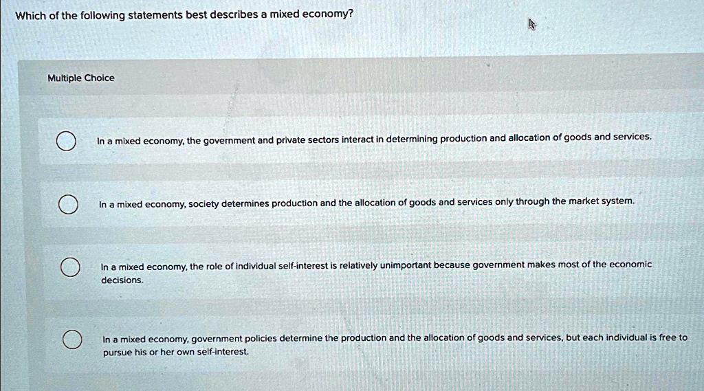 SOLVED: Which of the following statements best describes a mixed ...