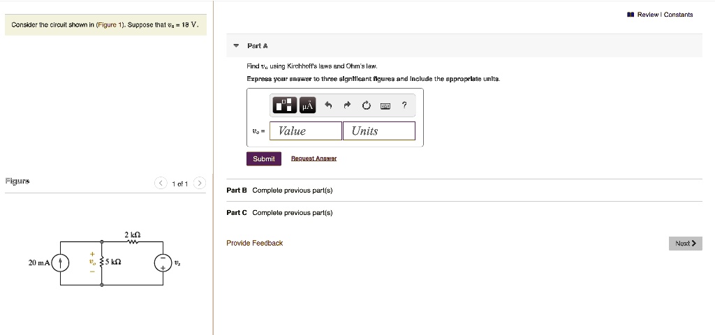 SOLVED: Text: II Review I Constants Consider the circuit shown in (Figure 1). Suppose that s ...