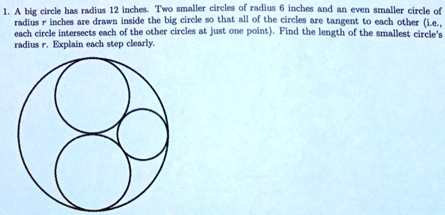 a big circle has radius 12 inches two smaller circles of radius inches ...