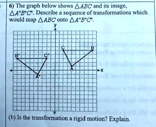 SOLVED: The graph below shows ABC and its image, A'B'C'. Describe a sequence of transformations ...