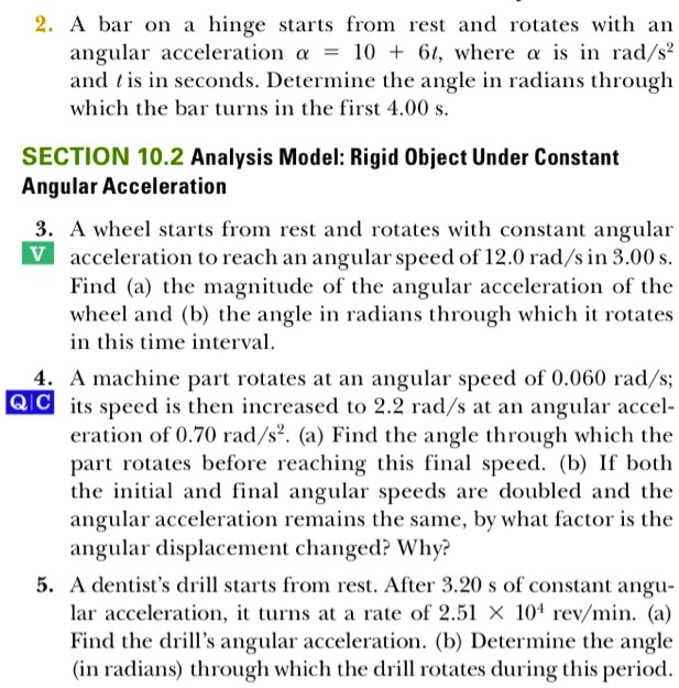 Solved 2 A Bar On A Hinge Starts From Rest And Rotates With An 1187