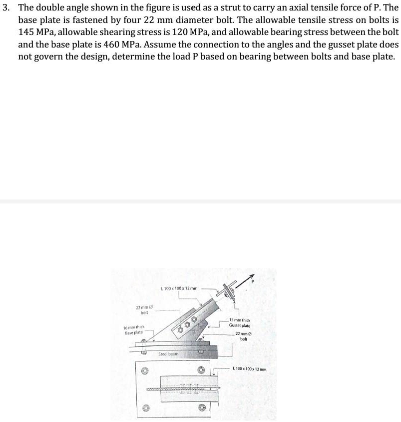 3. The double angle shown in the figure is used as a strut to carry an ...