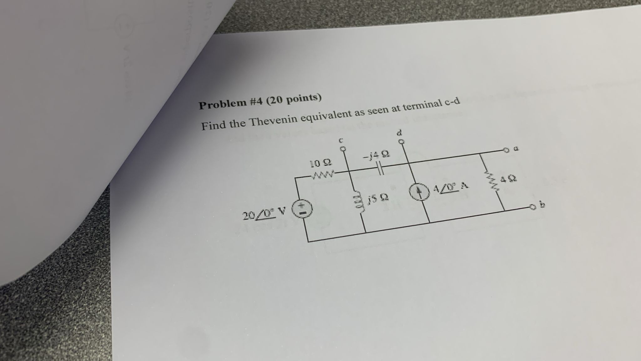 SOLVED: Problem #4 (20 points) Find the Thevenin equivalent as seen at terminal c-d