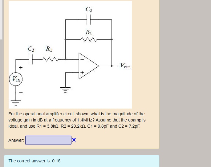 SOLVED: R2 R1 Vout For the operational amplifier circuit shown,what is the magnitude of the ...