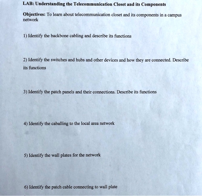 SOLVED: LAB: Understanding the Telecommunication Closet and its ...