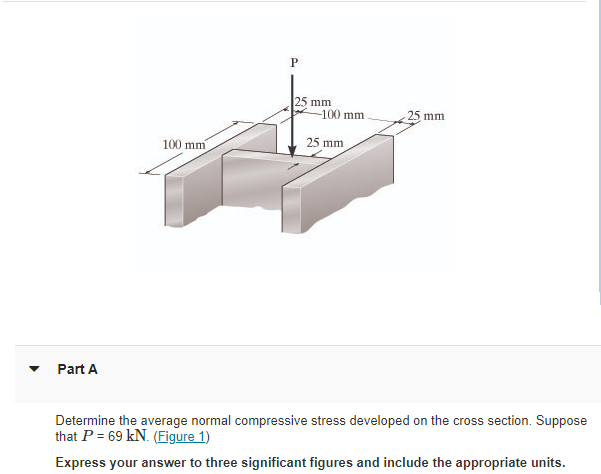 SOLVED: Part A Determine the average normal compressive stress ...