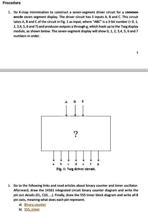 SOLVED: Procedure 1. Do K-map minimization to construct a seven-segment driver circuit for a ...