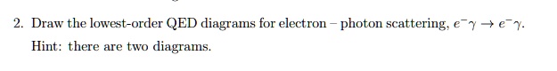 Draw the lowest-order QED diagrams for electron photon scattering e-3 ...