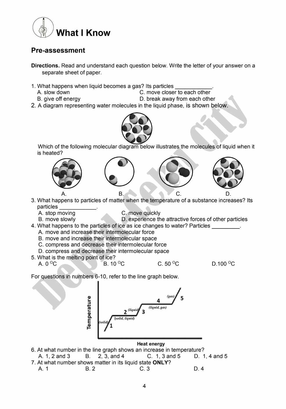 SOLVED: What I Know Pre-assessment Directions. Read and understand each ...
