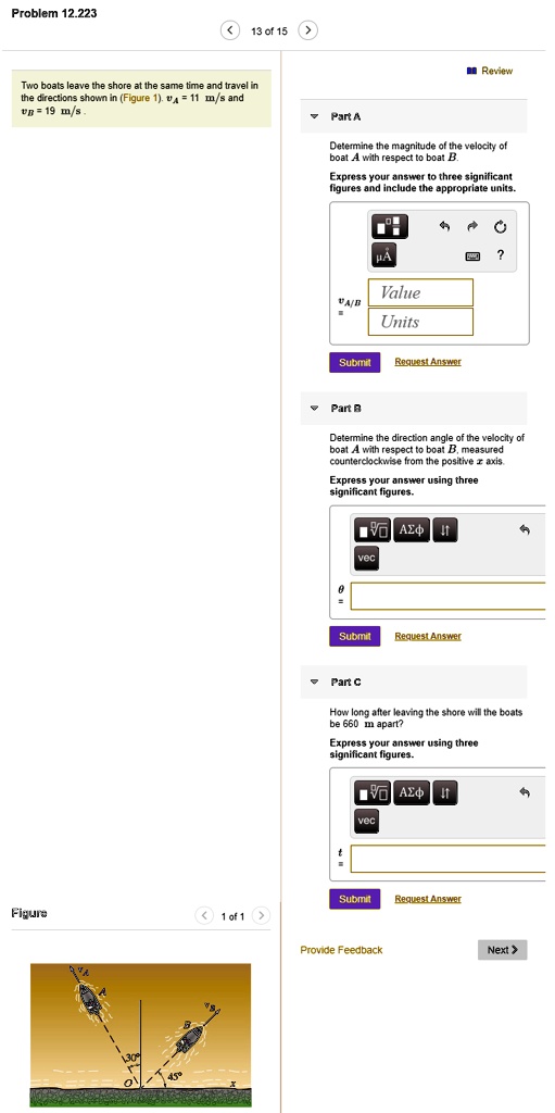 Solved Problem 12 223 13 Of 15 Ii Review Two Boats Leave The Shore At