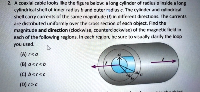 SOLVED: A coaxial cable looks like the figure below: a long cylinder of ... SOLVED: A coaxial cable looks like the figure below: a long cylinder of ...