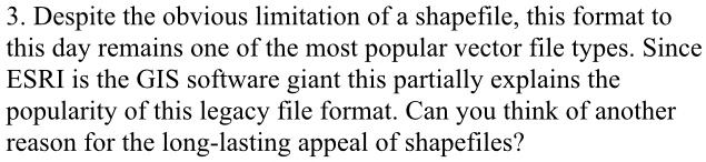 Solved Despite The Obvious Limitation Of A Shapefile This Format To This Day Remains One Of
