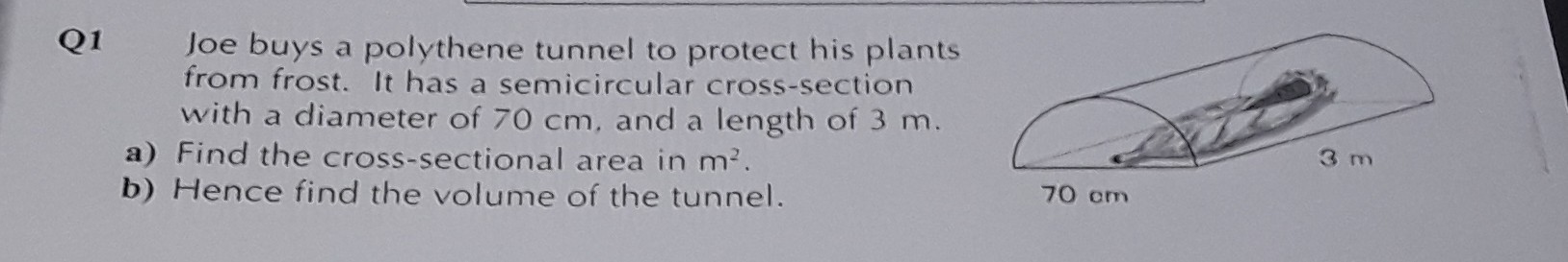 SOLVED: Q1 Joe buys a polythene tunnel to protect his plants from frost ...