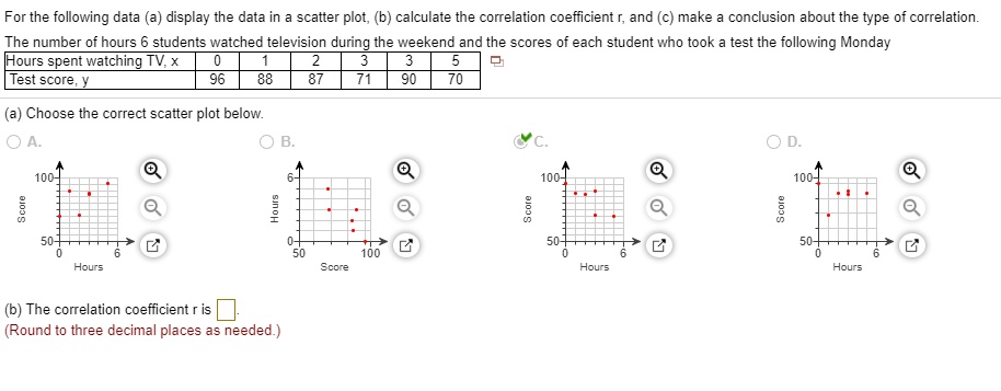 SOLVED: For the following data display the data in catter plot ...