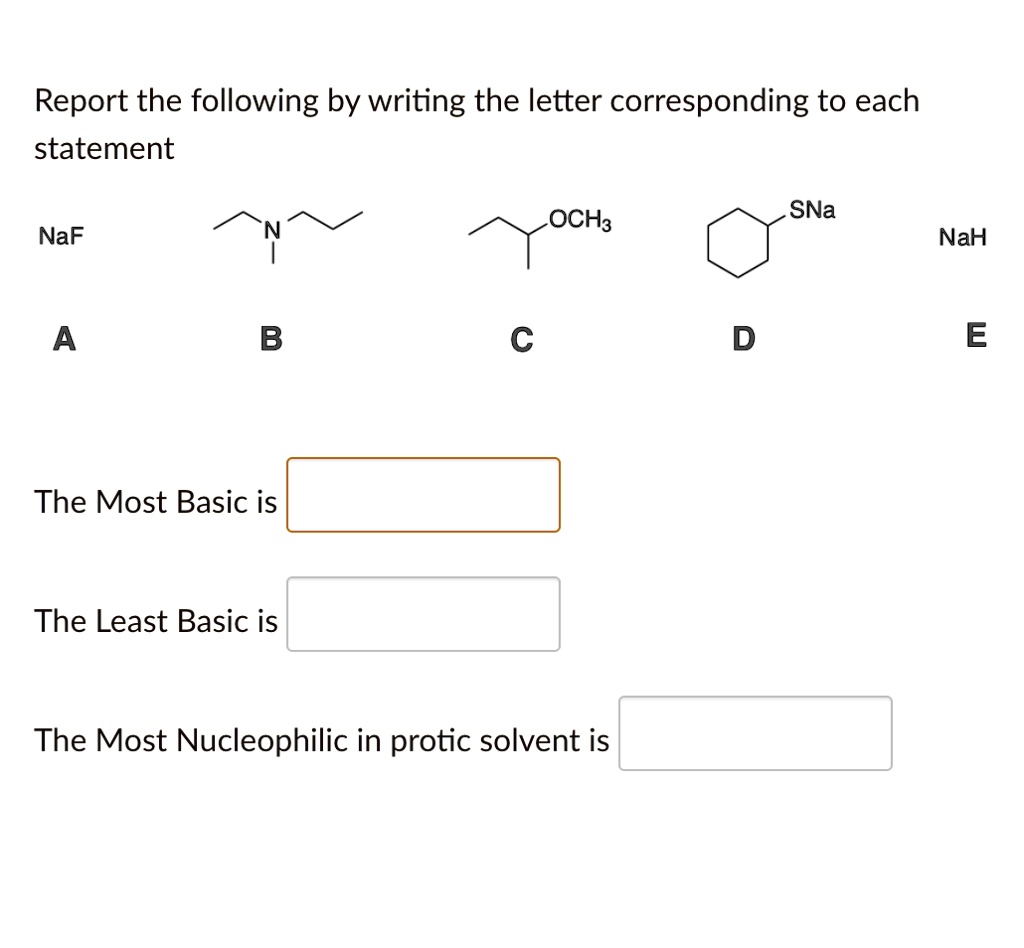 SOLVED:Report the following by writing the letter corresponding to each ...