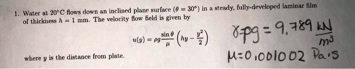 SOLVED: a) Find the maximum and minimum velocities. b) Calculate the shear force on a 1m^2 ...