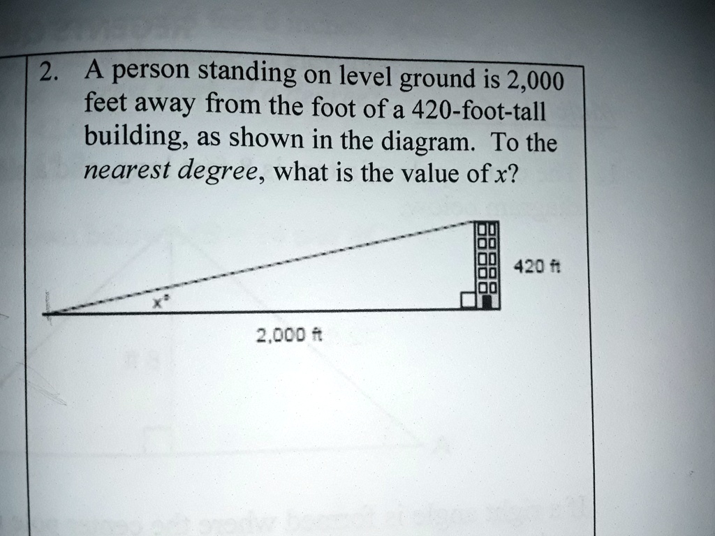 a person standing on level ground is 2000 feet away from the foot of a ...