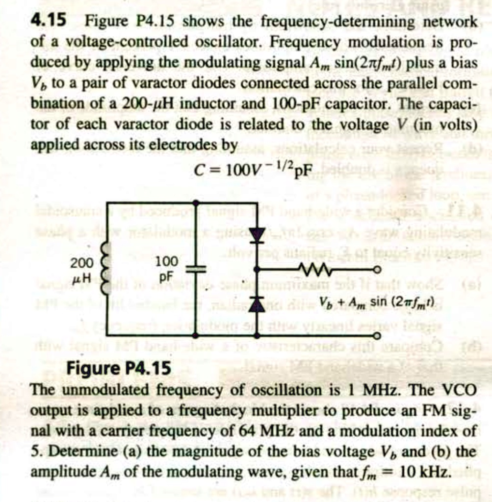 4.15 Figure P4.15 shows the frequency-determining network of a voltage ...