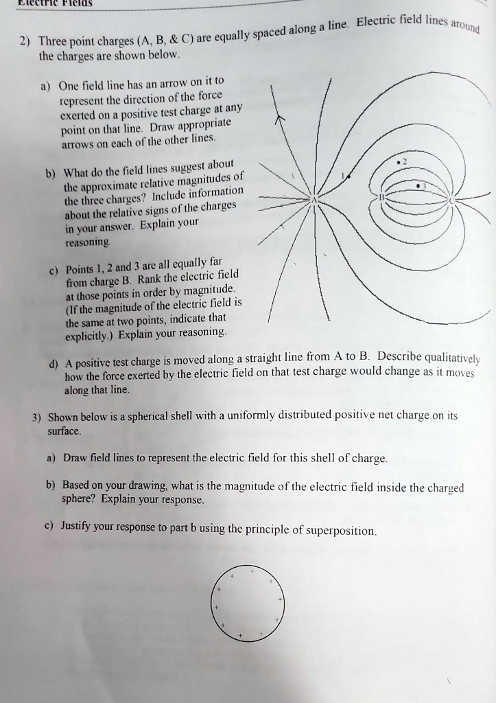 eiectricfields the charges are shown below a one field line has an ...
