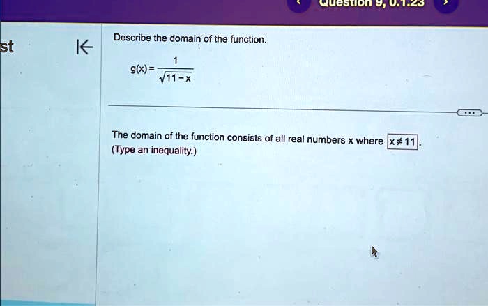 SOLVED: The domain of the function consists of all real numbers x where x is greater than or ...