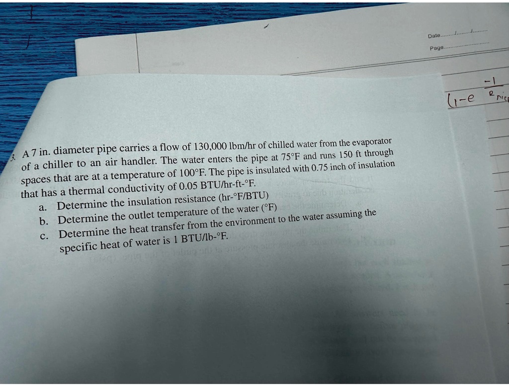 SOLVED: A 7-inch diameter pipe carries a flow of 130,000 lb(m)/(hr) of ...