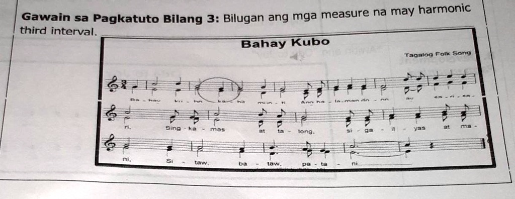gawain sa pagkatuto bilang 3 bilugan ang mga measure na may harmonic ...