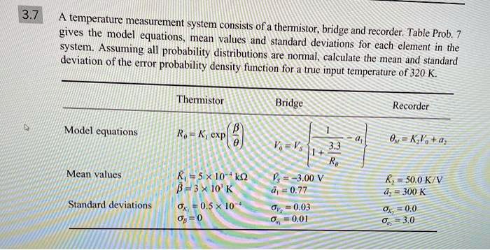 Solved 3 7 A Temperature Measurement System Consists Of A Thermistor
