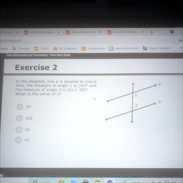 SOLVED: In the diagram, line a is parallel to line b. Also, the measure ...
