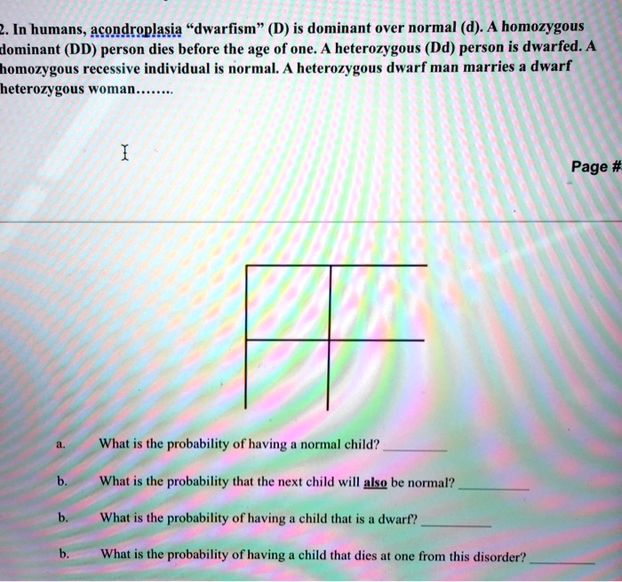 SOLVED: In humans, achondroplasia "dwarfism" (D) is dominant over ...