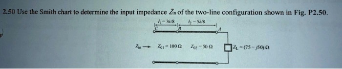 using smith chart 250 use the smith chart to determine the input impedance zin of the two line ...