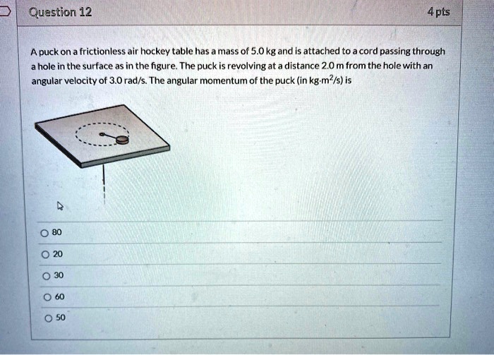 SOLVED: A puck on a frictionless air hockey table has a mass of 5.0 kg and is attached to a cord ...