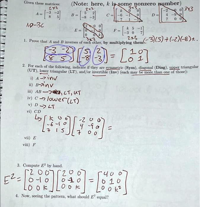 Solved: Linear Algebra And Matrix Theory Given These Matrices: A = 2 2