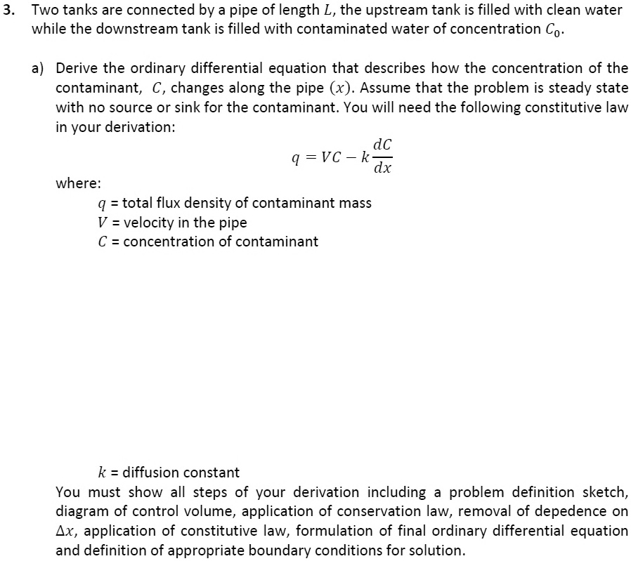 3 two tanks are connected by a pipe of length lthe upstream tank is ...