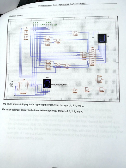 SOLVED: ET540 Take-Home Multisim Circuit The seven-segment display in the upper-right corner ...
