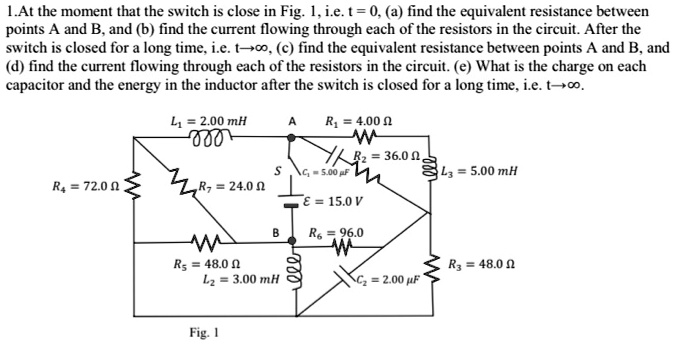 SOLVED: At the moment that the switch is closed in Fig; 1, i.e. t = 0 ...