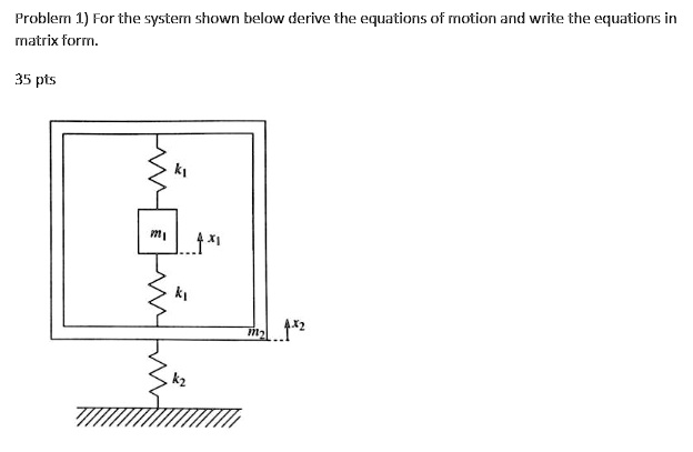SOLVED: Problem 1) For the system shown below, derive the equations of motion and write the ...