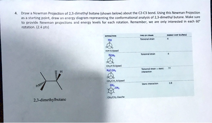 SOLVED: Draw Newman Projection of 2,3-dimethyl butane (shown below ... SOLVED: Draw Newman Projection of 2,3-dimethyl butane (shown below ...