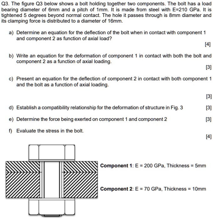 [GET ANSWER] Q3. The figure Q3 below shows a bolt holding together two ...