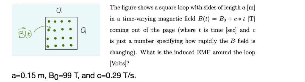 the figure shows a square loop with sides of length a m in a time ...