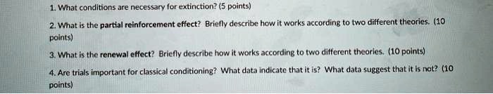 SOLVED: 1.What conditions are necessary for extinction?5 points) 2.What is the partial ...