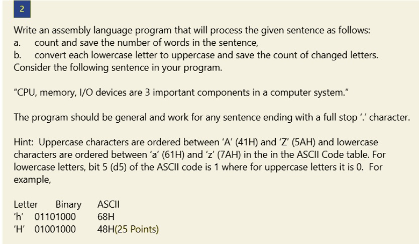 Solved Please Use 8086 Microprocessor Assembly Language Write An Assembly Language Program