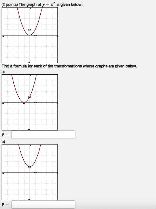 SOLVED:(2points) Jhe graph oLy = X2 [8 glven below: Flnd formula for each of tha transformations ...