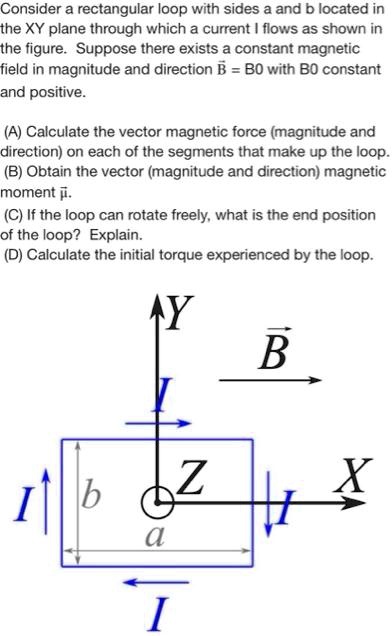 SOLVED: Text: Electromagnetism Consider a rectangular loop with sides a and b located in the XY ...